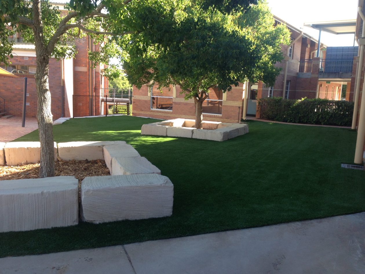 Grass and Seating for a school lawn area - Turf Green
